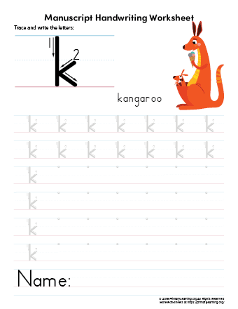 Tracing and Writing Letter K | PrimaryLearning.Org