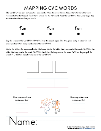 CVC Word Mapping - FUN Worksheet | PrimaryLearning.Org