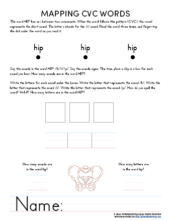 CVC Word Mapping - HIP Worksheet | PrimaryLearning.Org