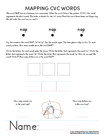 CVC Word Mapping - NAP Worksheet | PrimaryLearning.Org