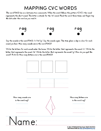 CVC Word Mapping - RAG Worksheet | PrimaryLearning.Org