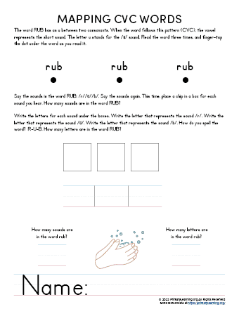 CVC Word Mapping - RUB Worksheet | PrimaryLearning.Org