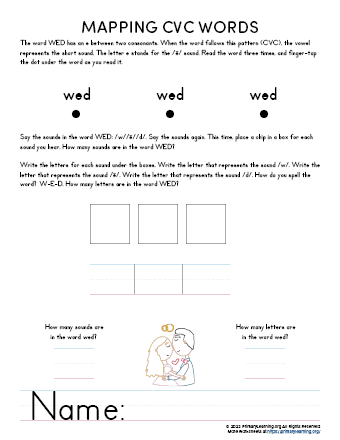 CVC Word Mapping - WED Worksheet | PrimaryLearning.Org
