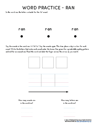 Sight Word RAN Worksheet | PrimaryLearning.Org