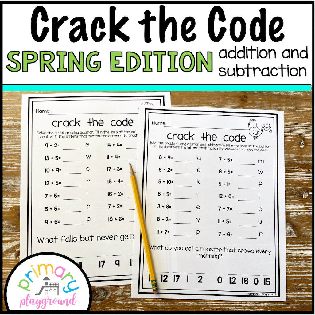 Crack The Code Math Spring Edition Addition And Subtraction No Prep Primary Playground