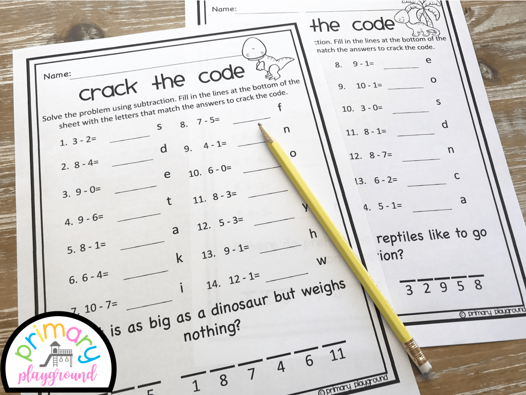 Crack the Code Math Dinosaur Edition Addition and Subtraction - Primary ...