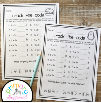 Crack the Code Math Penguin Edition Multiplication - Primary Playground