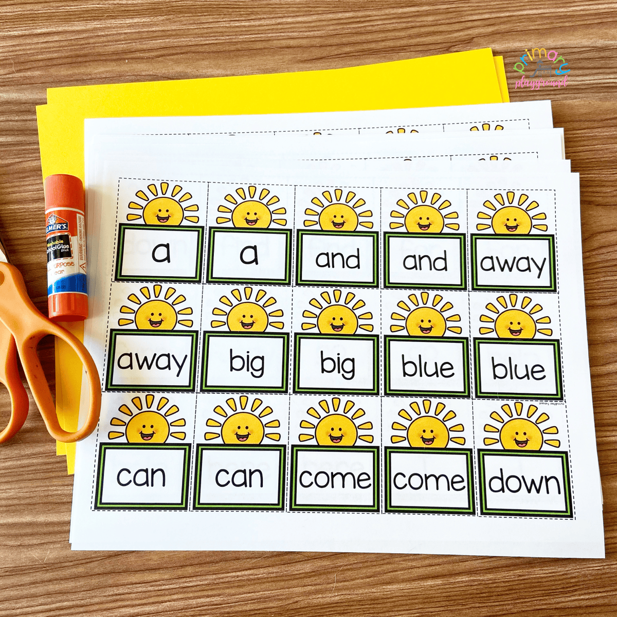 Sunshine Sight Word Memory Game - Primary Playground