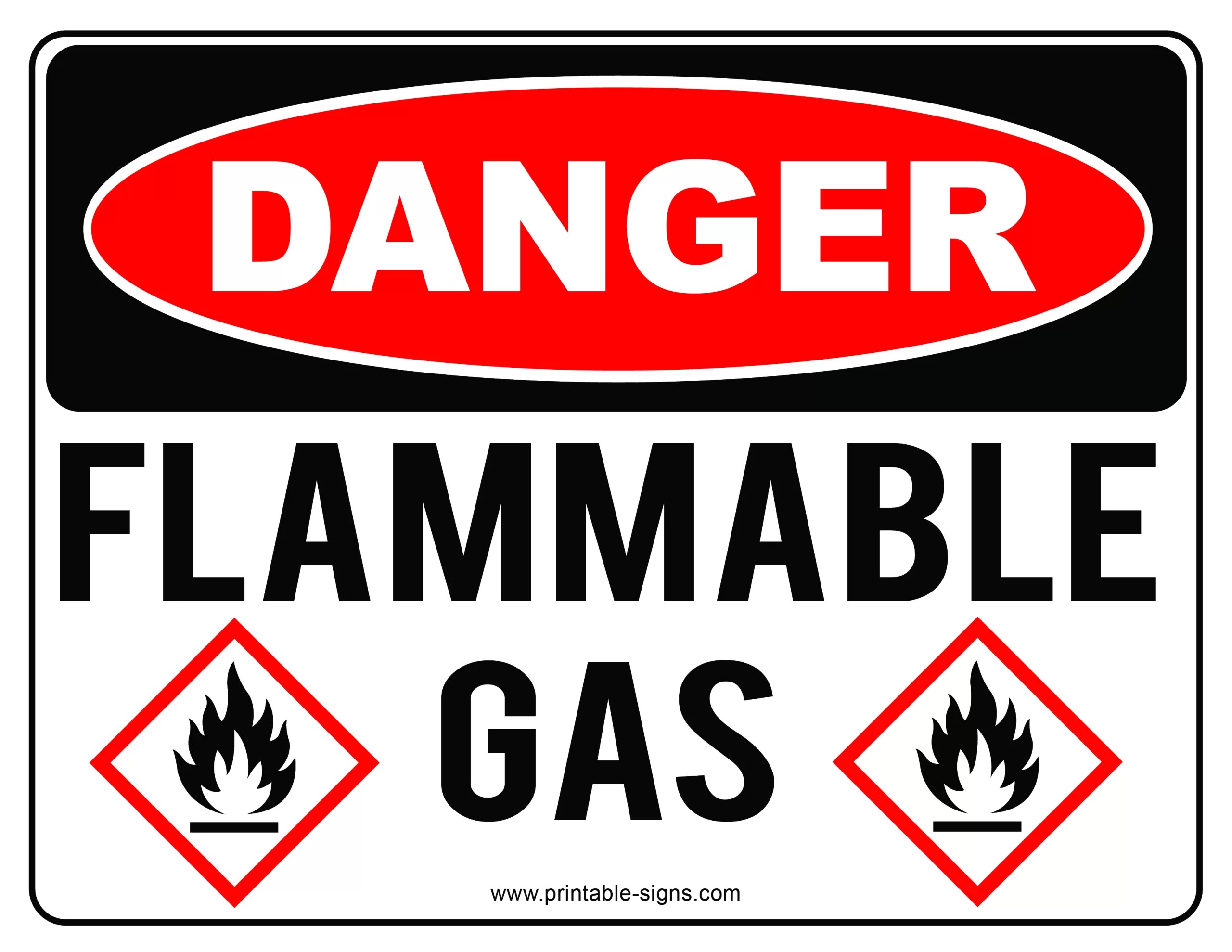 Danger Flammable Gas Printable Sign - Printable Signs