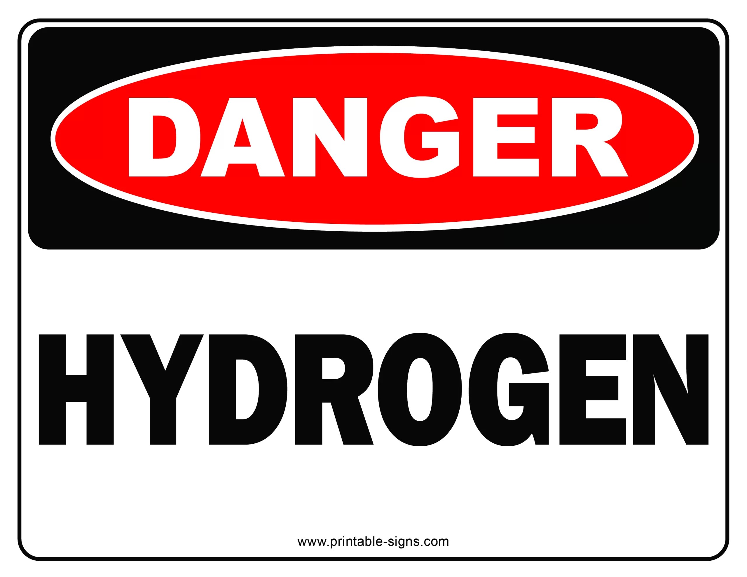 Danger Hydrogen Printable Sign - Printable Signs