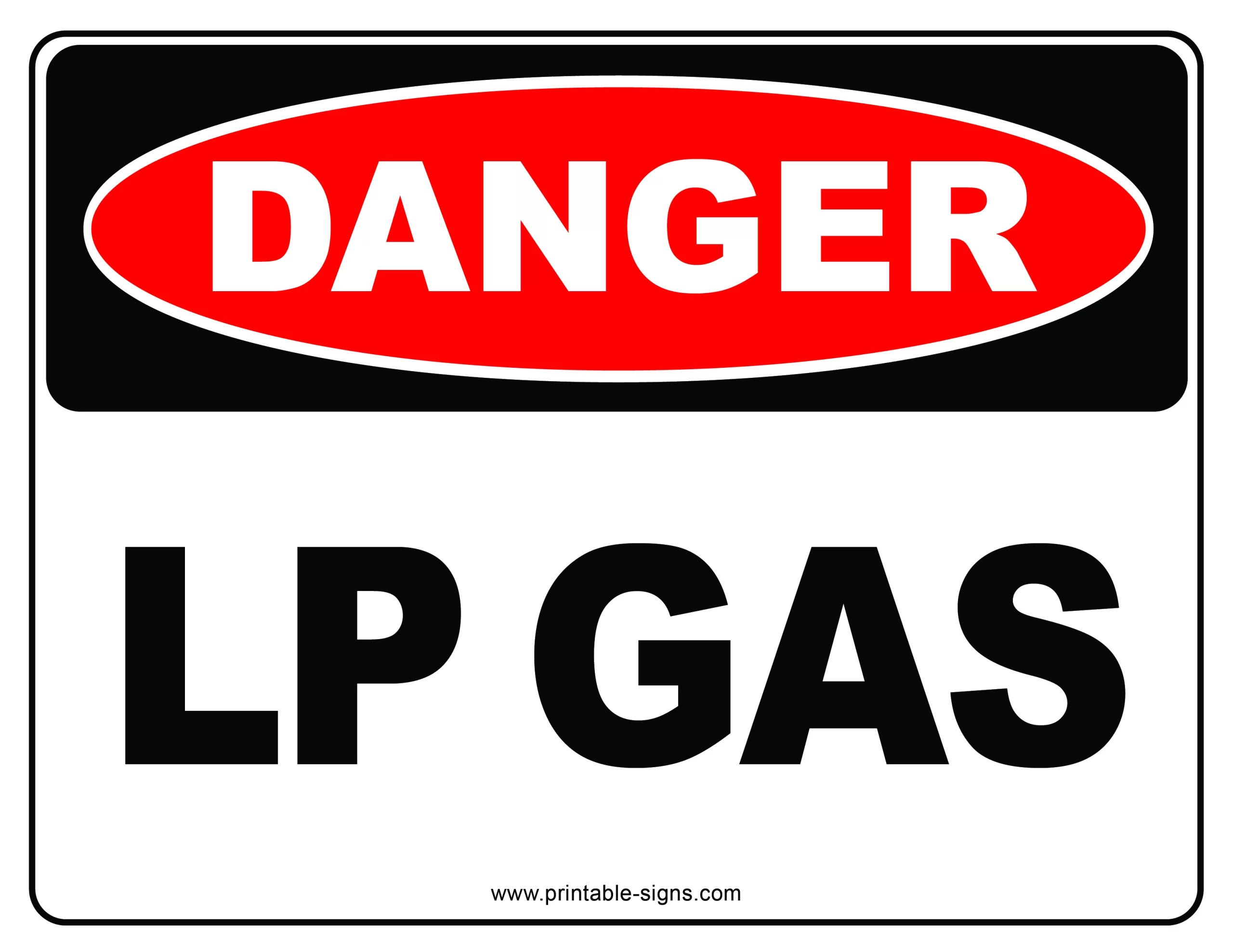 Danger LP Gas Printable Sign - Printable Signs