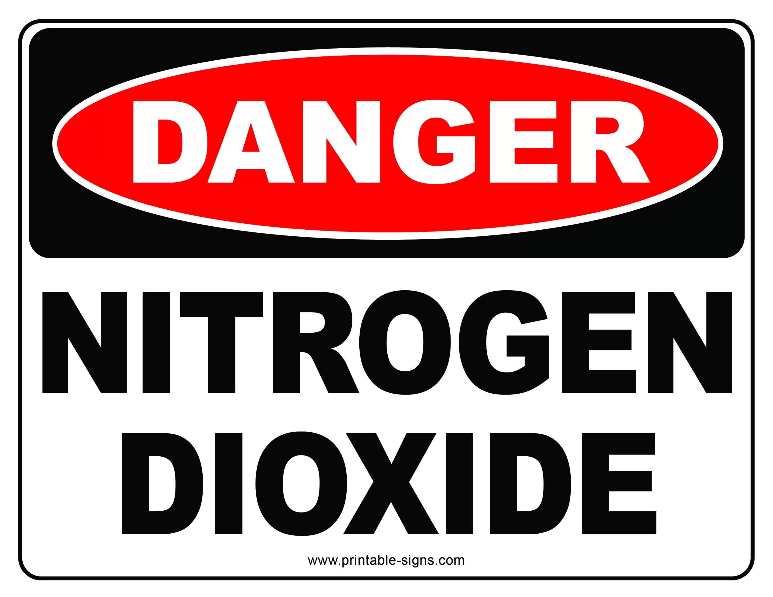 Danger Nitrogen Dioxide Printable Sign - Printable Signs