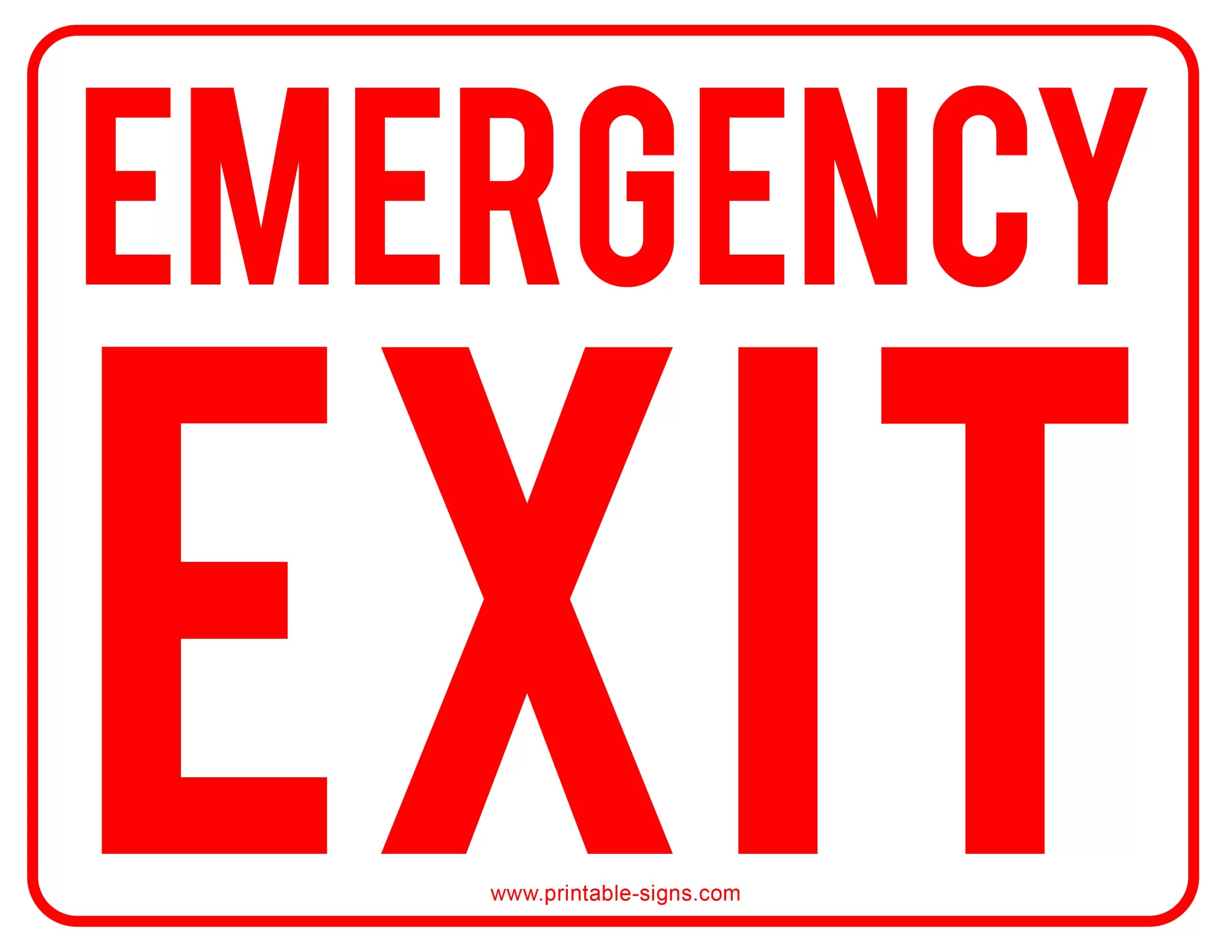Emergency Exit Sign Printable - Printable Signs