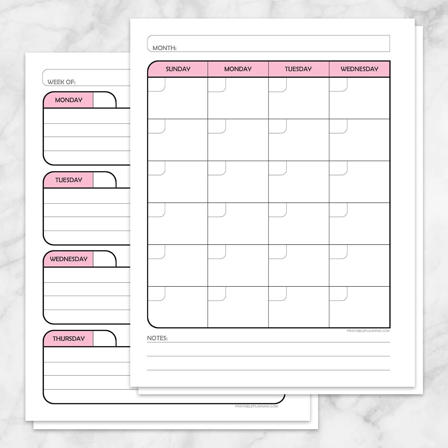 Blank Monthly Weekday Calendar Template