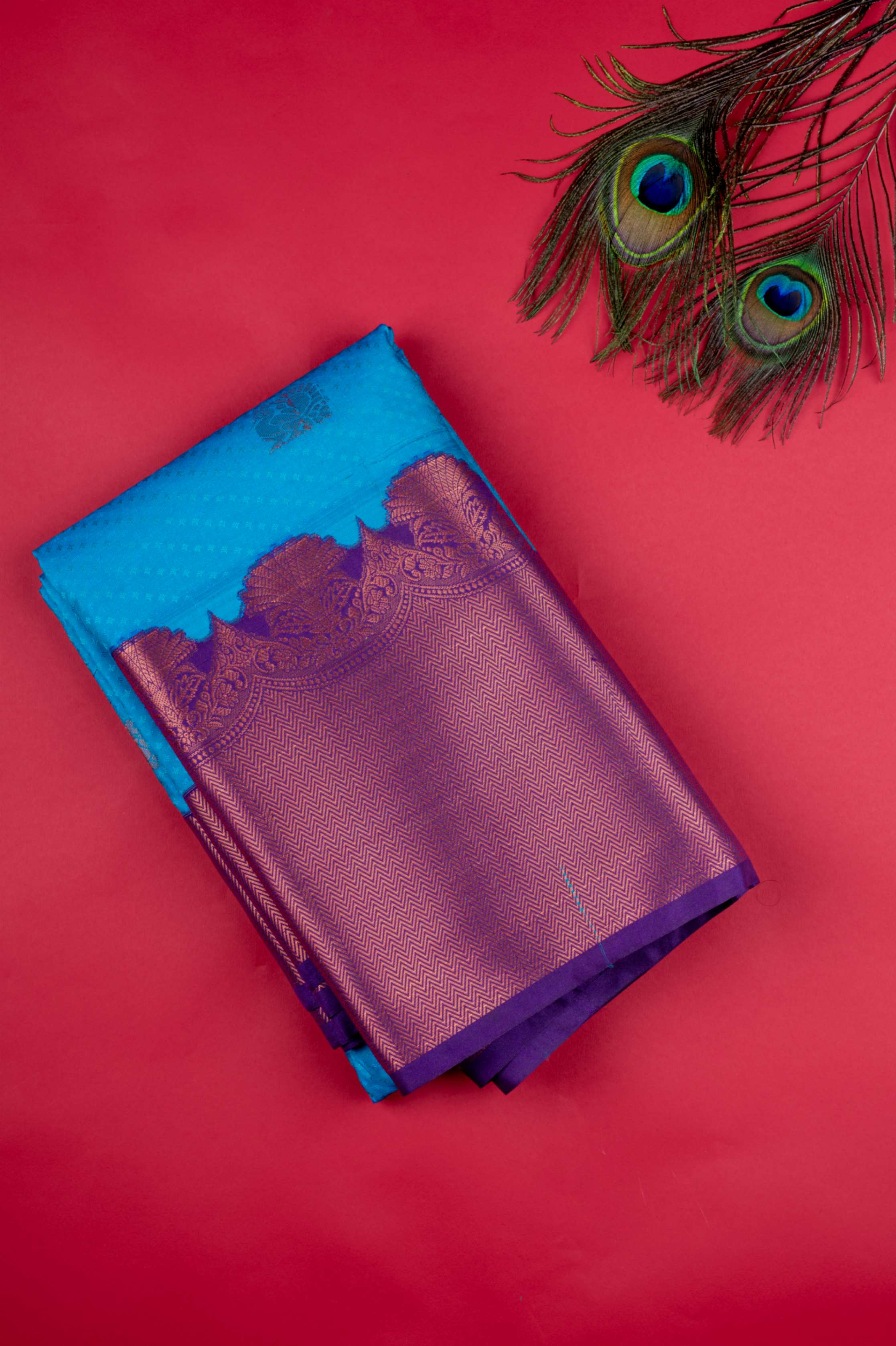 Blue And Purple Turning Semi Silk Saree Priyangaa