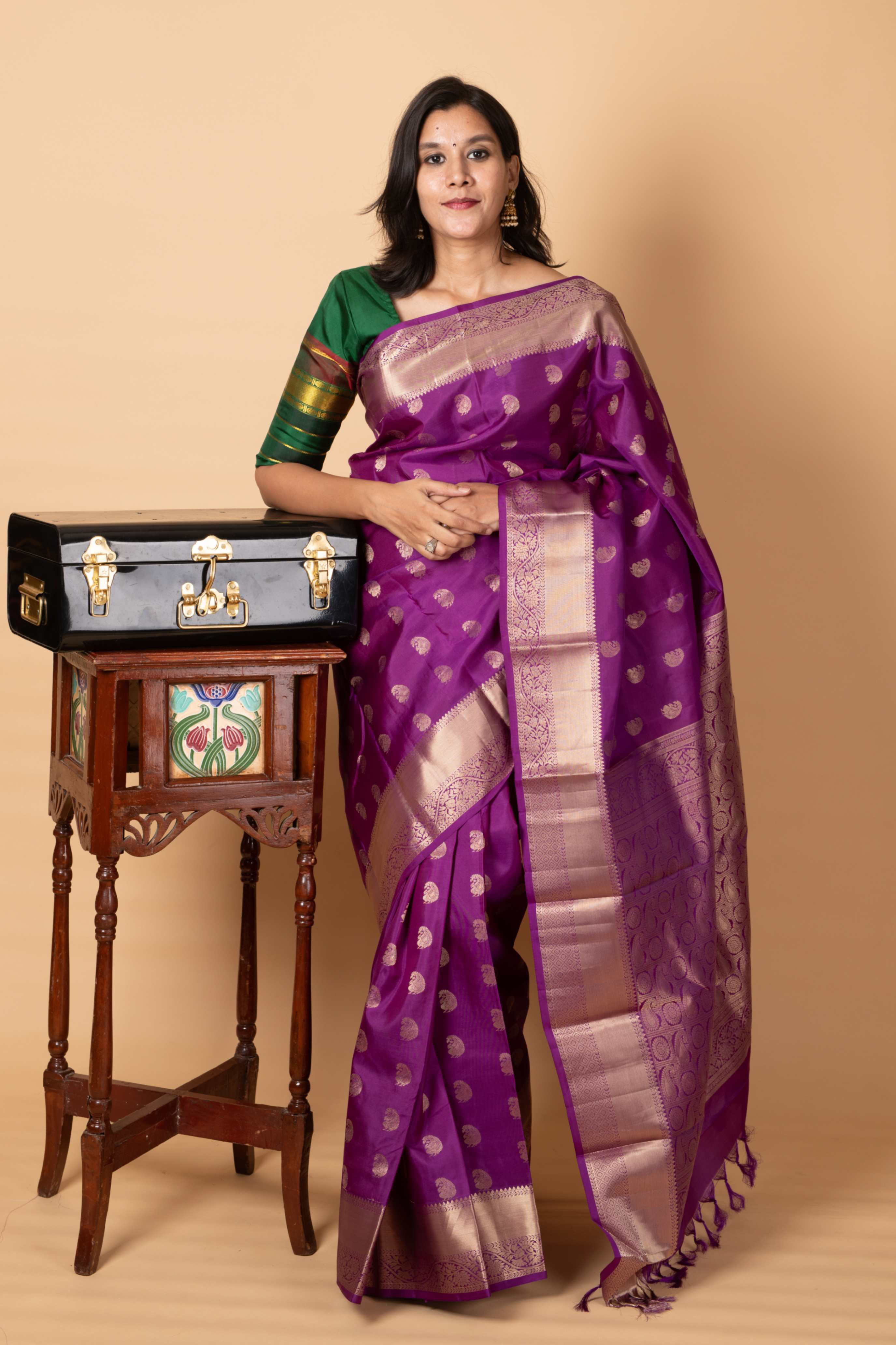 Purple Pure Silk Saree Priyangaa