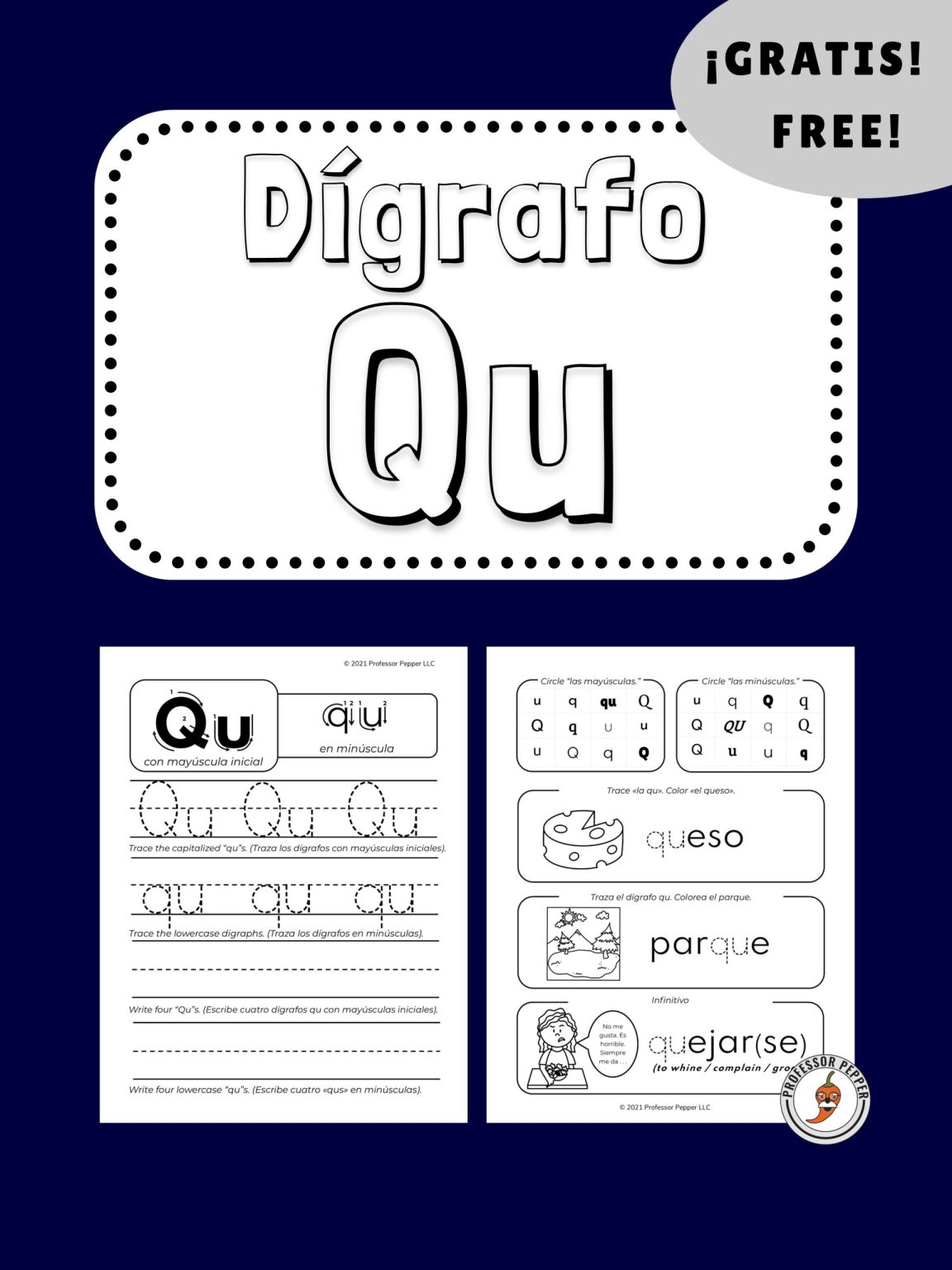 Free Spanish Digraph Qu Worksheet - Professor Pepper