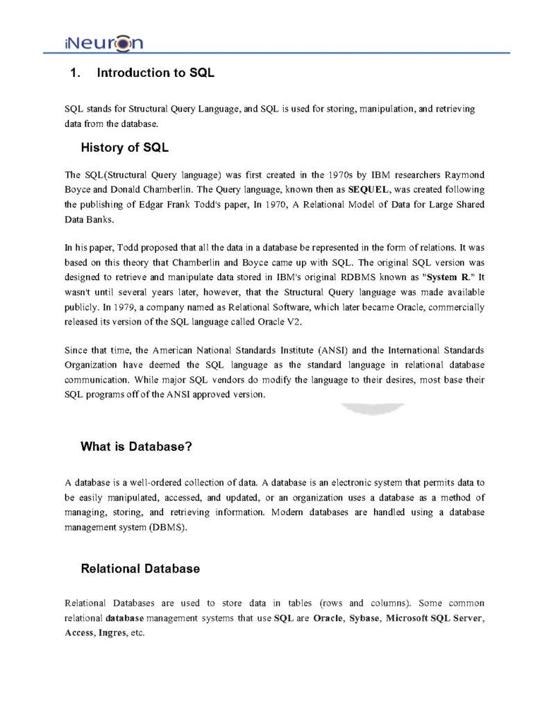 Amazing SQL Notes PDF – Connect 4 Programming