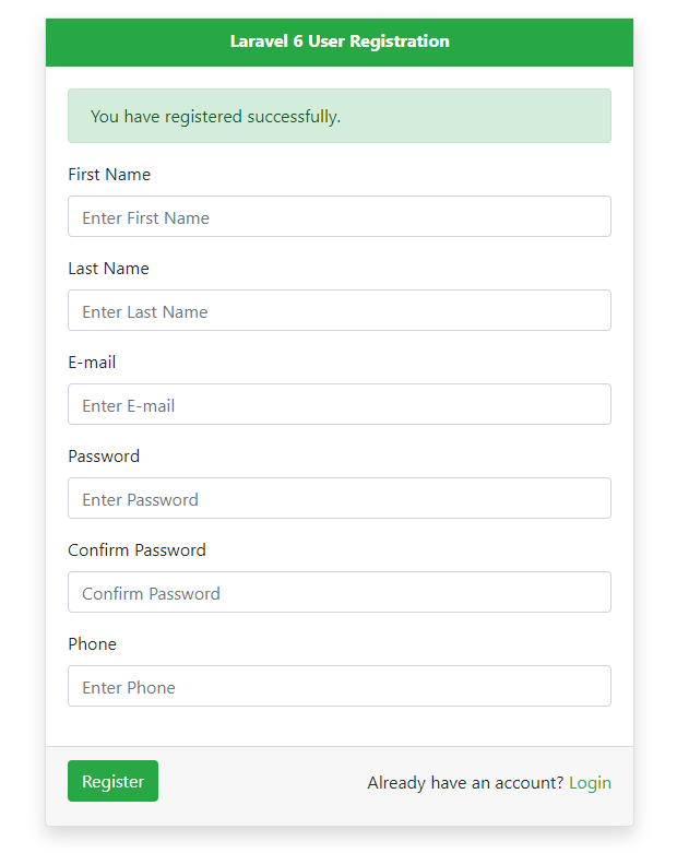 Laravel 6 Custom Login And Registration With Session Programming Fields