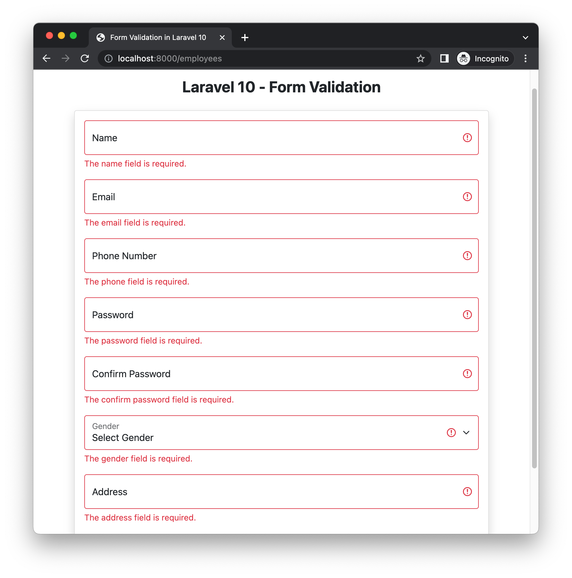 How to Validate a Form Using Form Validator in Laravel 10
