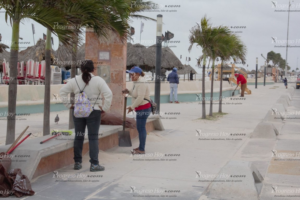 El malecón de Progreso queda "empanizado" por efectos del Frente Frío ...