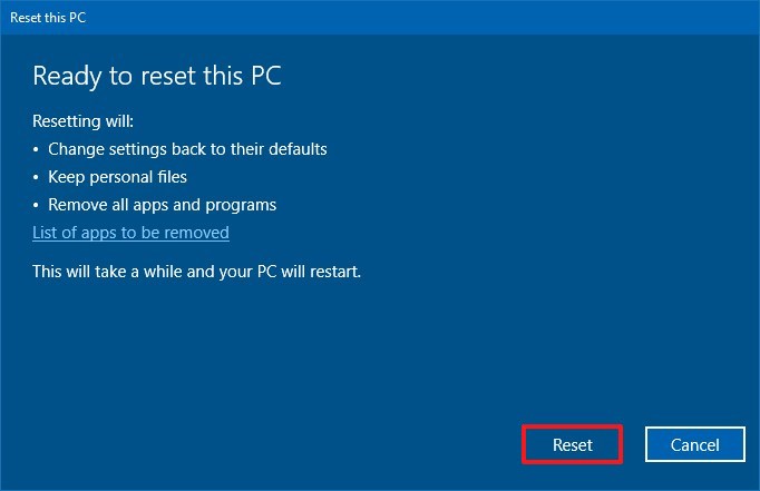 How to reset PC keeping personal files on Windows 10 - Pureinfotech