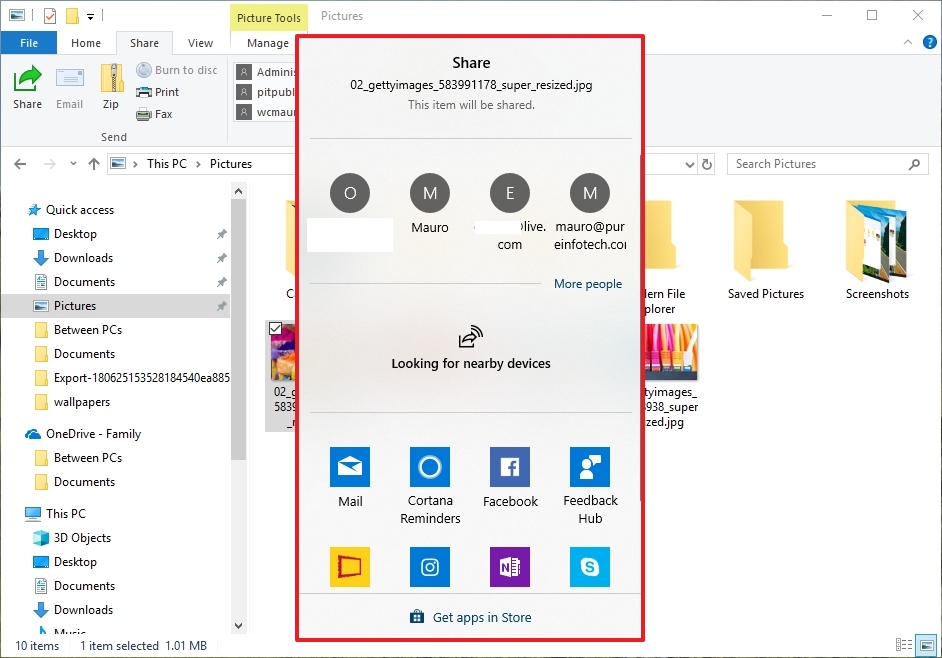 How to quickly share files, photos, and links on Windows 10 - Pureinfotech