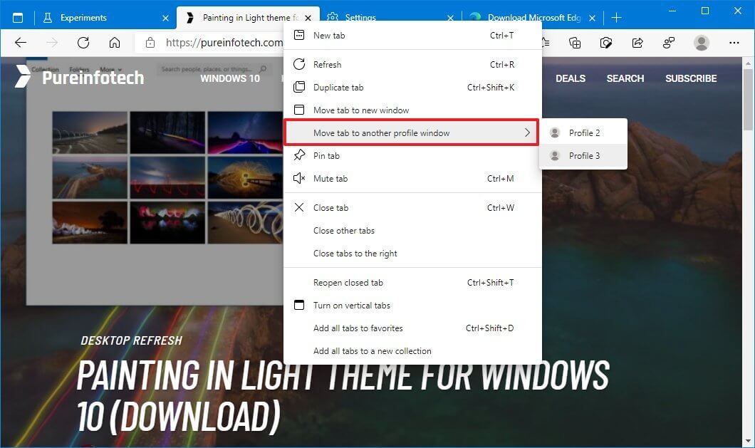 How To Move Tab To Another Profile On Microsoft Edge Pureinfotech How To Move Tab To Another Profile On Microsoft Edge Pureinfotech