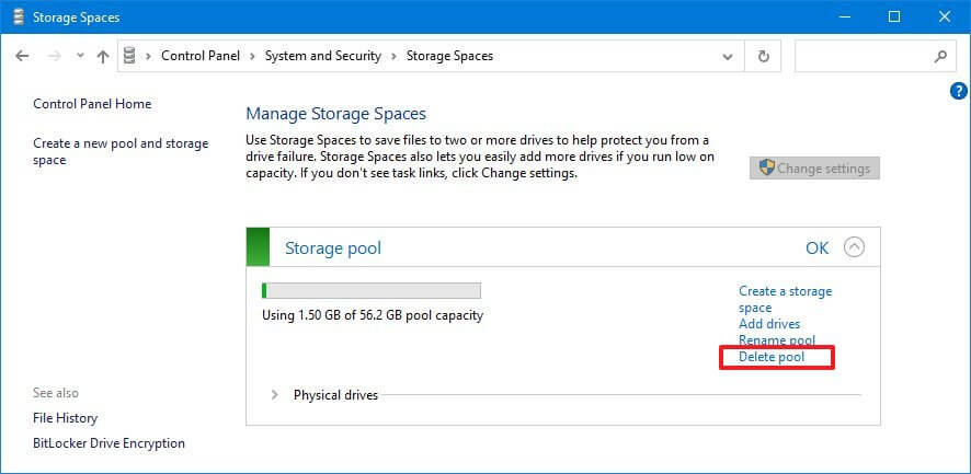 How to delete Storage Spaces pool on Windows 10 - Pureinfotech