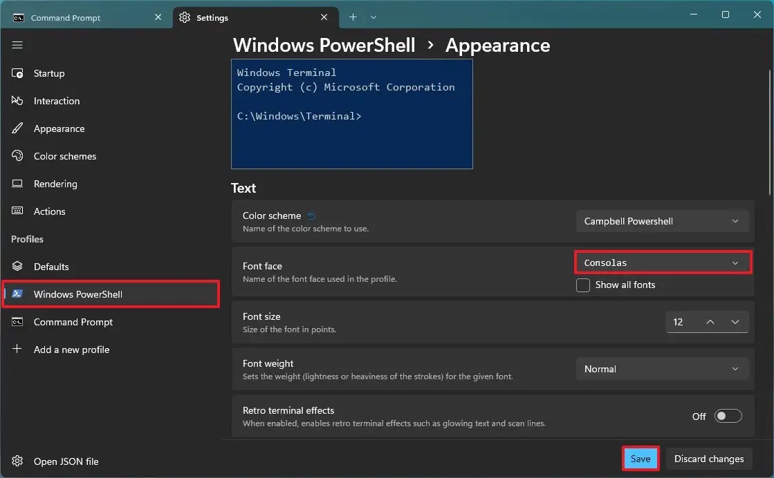 How to change default font face on Windows Terminal - Pureinfotech