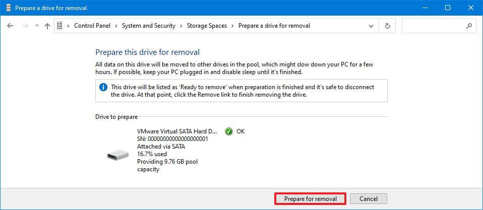 How to remove drive from pool in Storage Spaces on Windows 10 ...