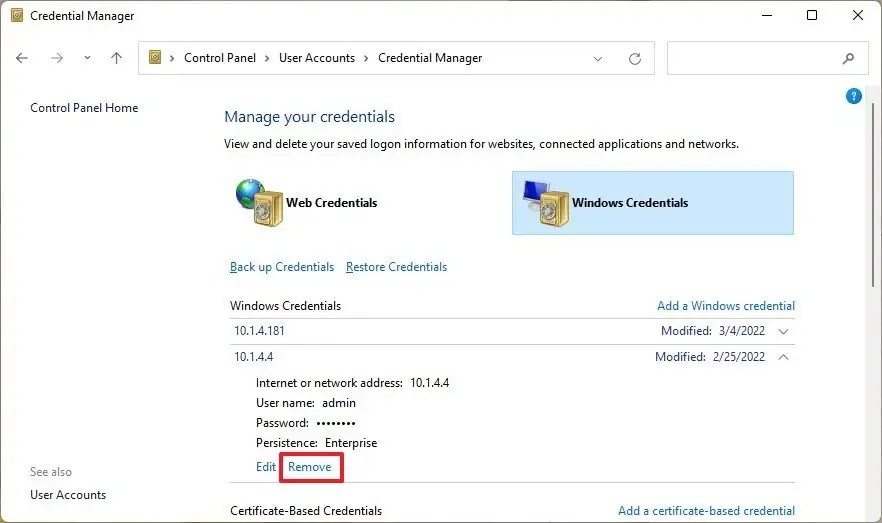 How to use Credential Manager on Windows 11 - Pureinfotech