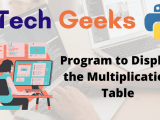Python Program To Display The Multiplication Table Python Programs