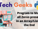 Python Program To Move All Zeros Present In An Array List To The End