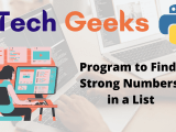 Python Program To Find Strong Numbers In A List Python Programs