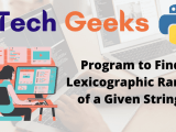 Python Program To Find Lexicographic Rank Of A Given String Python