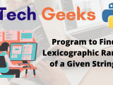 Python Program To Find Lexicographic Rank Of A Given String Python