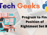 Python Program To Find Position Of Rightmost Set Bit Python Programs
