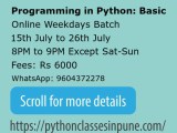 Introduction To Python 15 July 2024 By Python Classes In Pune