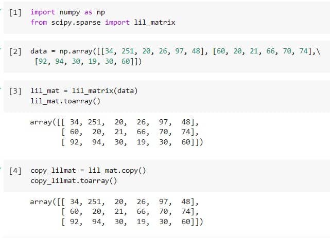 Working With Python Lil_Matrix Scipy - Python Guides