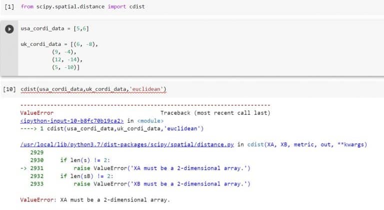 Python Scipy Spatial Distance Cdist [With 8 Examples] - Python Guides