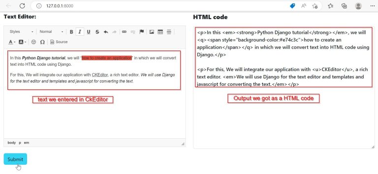 How To Get HTML Code From Rich Text In Python Django - Python Guides