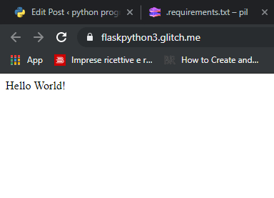 Flask and Python 3 on Glitch… in a couple of lines – python programming