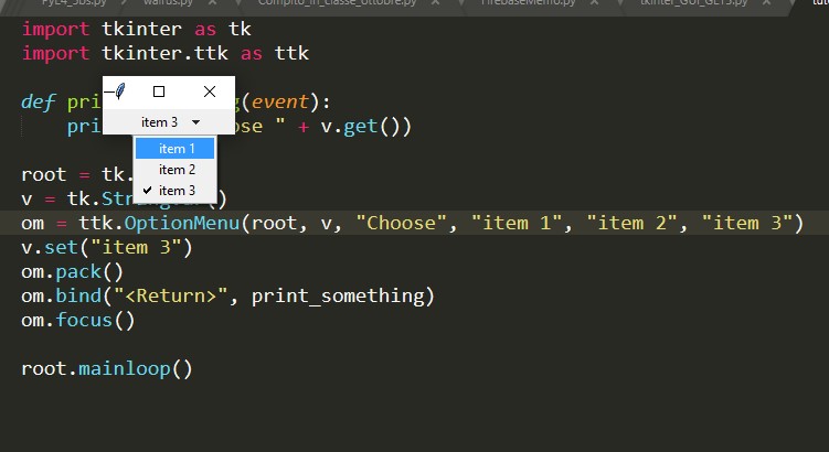 Tkinter and ttk: the option menu widget | python programming