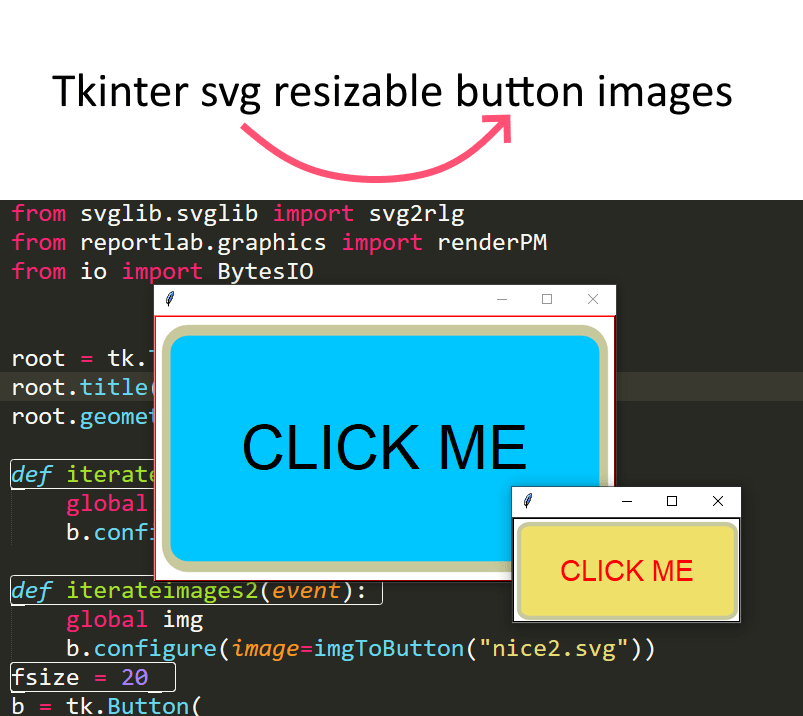 Tkinter Button with resizable svg background image | python programming