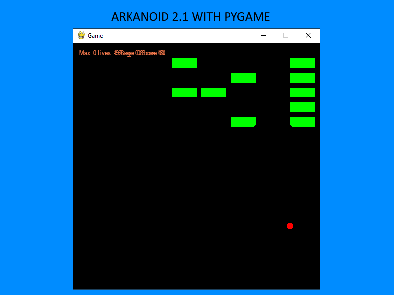 ArkaPyGame 2.1 – Arkanoid like game made with Pygame – python programming