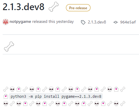 How to install pygame 2.1.3.dev8 pre release for testing – python ...
