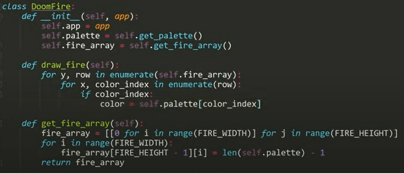 How to make Doom fire with Pygame – python programming