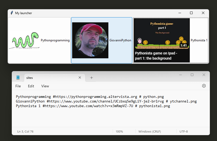 Sites launcher with tkinter – python programming