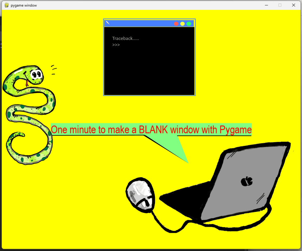 A blank window in one minute with pygame – python programming